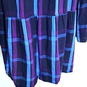 EVRI | Tops | Evri Blue Purpleplaid Babydoll Top Bell Sleeves Size X ...